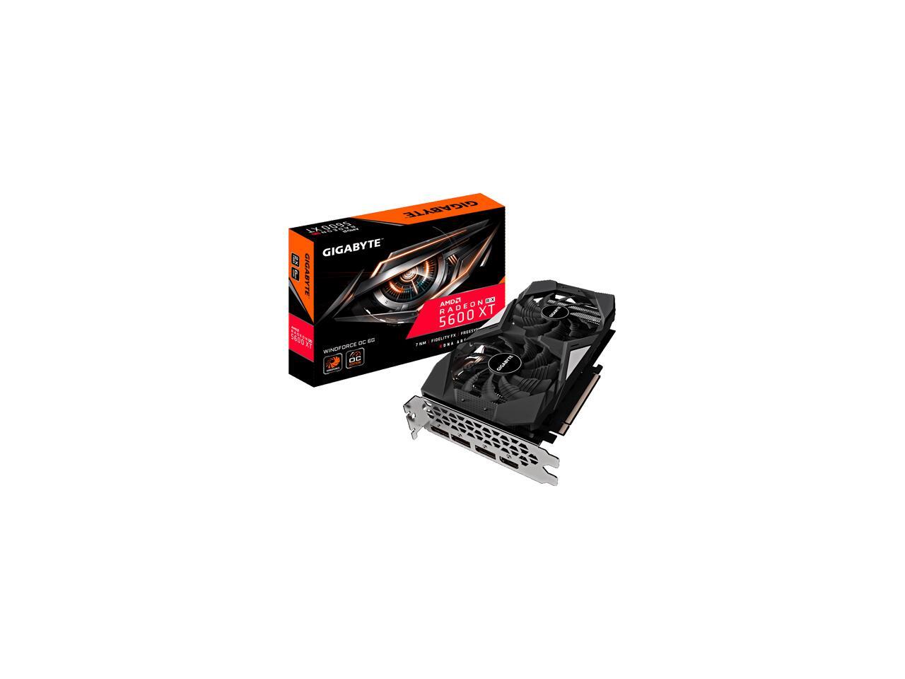 GIGABYTE Radeon RX 5600 XT WINDFORCE OC 6G Graphics Card, 2 x WINDFORCE ...