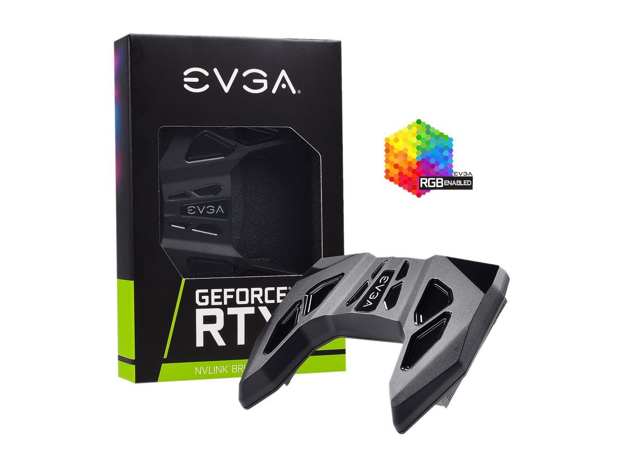 EVGA GeForce RTX NVLink SLI Bridge, 4-Slot Spacing, RGB LED, Model 100 ...
