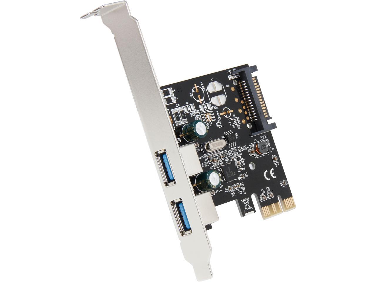 SYBA USB 3.0 PCI-E x1 Adapter Card, 2 External USB 3.0 Type A Ports ...