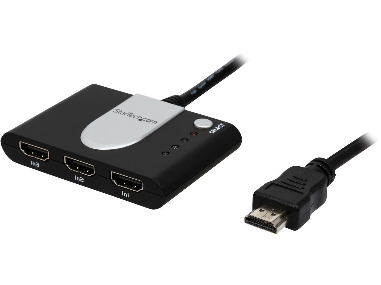 StarTech.com 3 Port HDMI Auto Switch w/ IR Remote Control VS123HD ...
