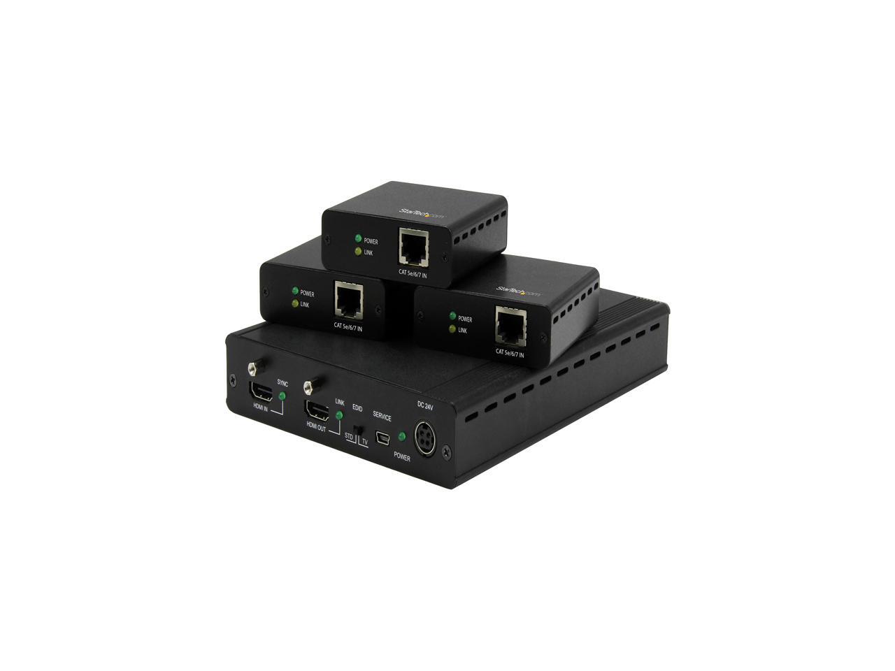 StarTech.com 3-Port HDBaseT Extender Kit with 3 Receivers - 1x3 HDMI ...