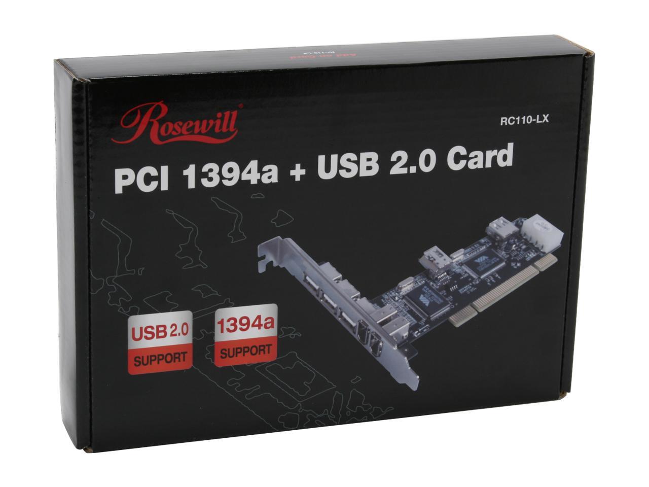 Rosewill 3+1 USB 2.0/ 2+1 1394a VIA PCI Add On Card Model RC-110-LX ...