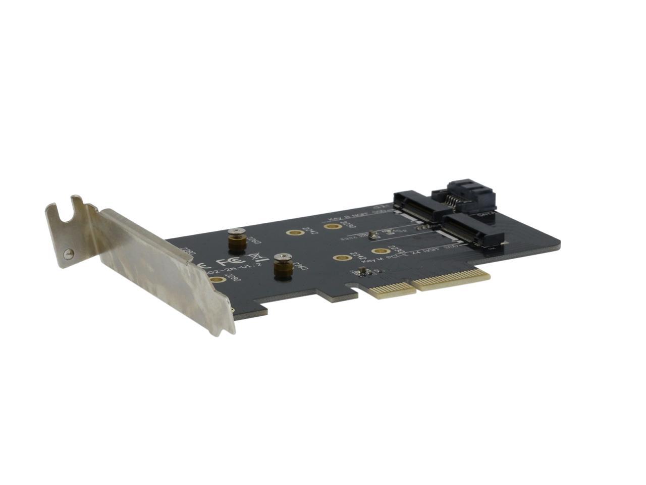 BYTECC NGFF (M.2) to PCIE Adapter - 2 Port NGFF M.2 B + M Key SSD to ...