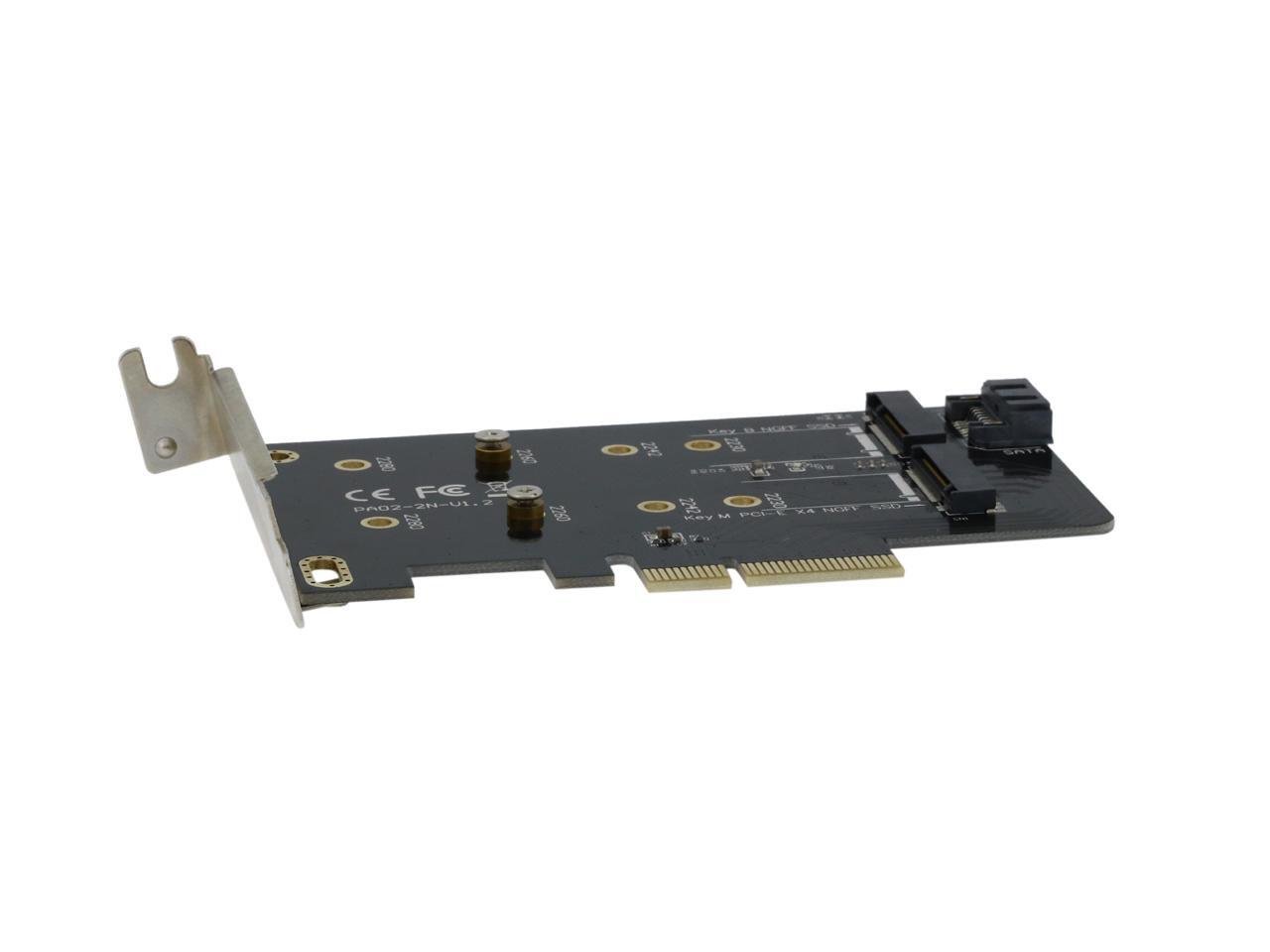 BYTECC NGFF (M.2) to PCIE Adapter - 2 Port NGFF M.2 B + M Key SSD to PCI-E 4X Lane Adapter Model ...