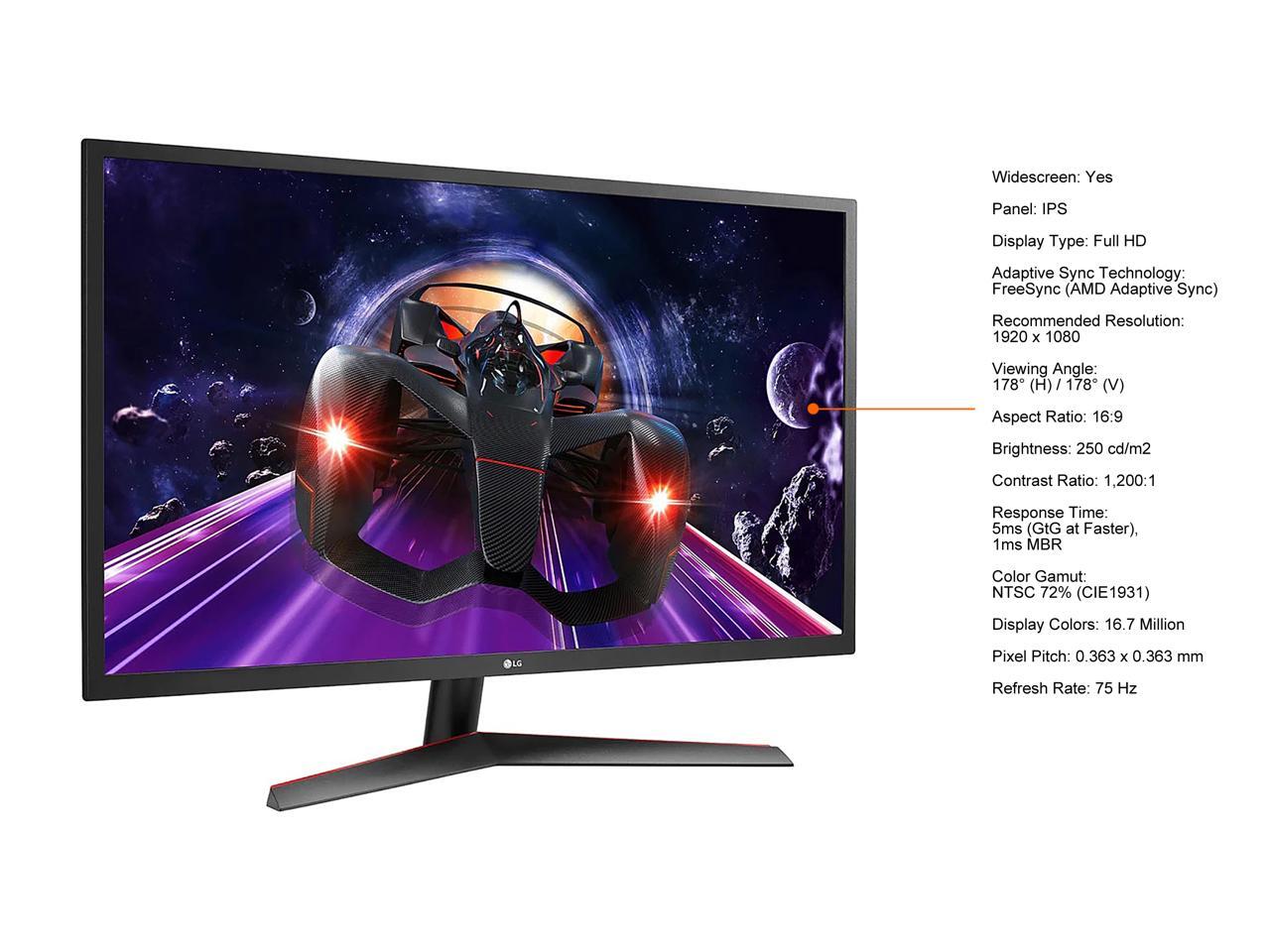 LG 32MP60G-B 32" Gaming Monitor Full HD 1920 x 1080 75 Hz D-Sub, HDMI ...
