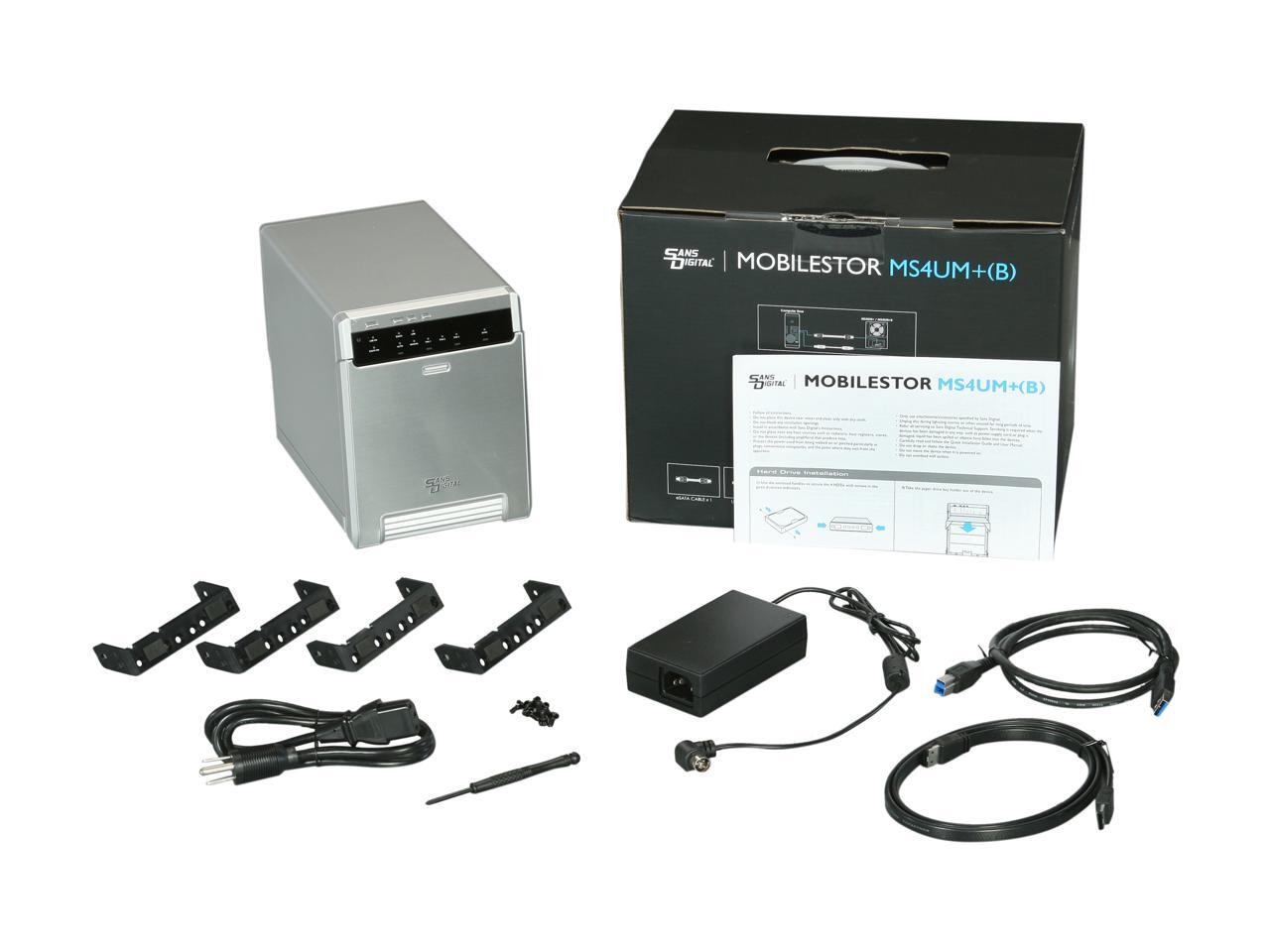SANS DIGITAL MobileSTOR MS4UM+ 4-Bay eSATA Port Multiplier and USB 3.0 ...
