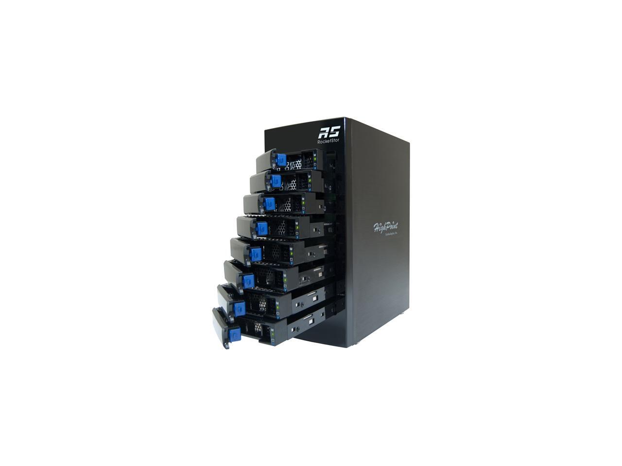 HighPoint RocketStor 6418TS – 8-Bay Q-SATA Turbo RAID Tower Enclosure ...