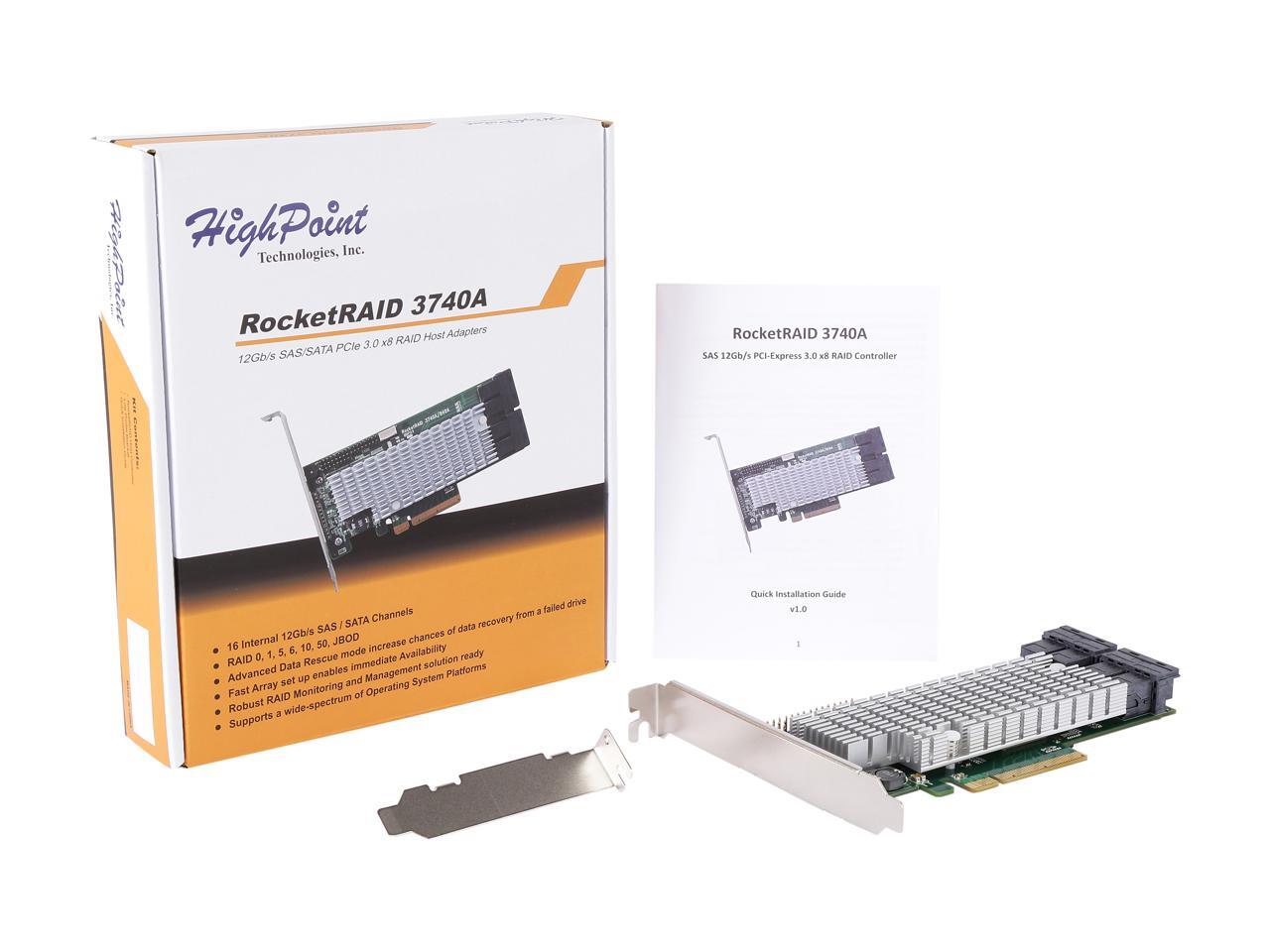 HighPoint RocketRAID 3740A 12Gb/s PCIe 3.0 x8 SAS/SATA RAID Host Bus Adapter - Newegg.com