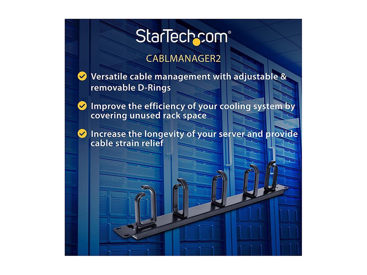 StarTech.com CABLMANAGER2 1U 19in Metal Rackmount Cable Management ...