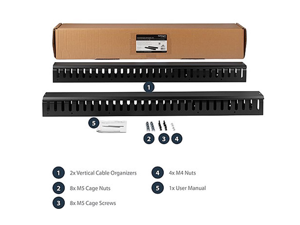 StarTech.com CMVER40UF Vertical Cable Organizer with Finger Ducts - 0U ...