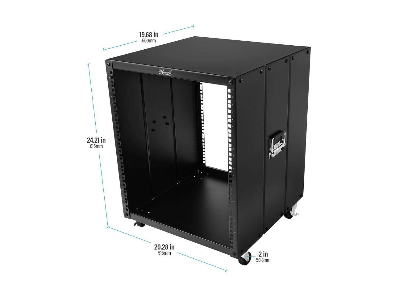 Rosewill 12U Portable Open Server Rack Rolling Cabinet with Handles for ...