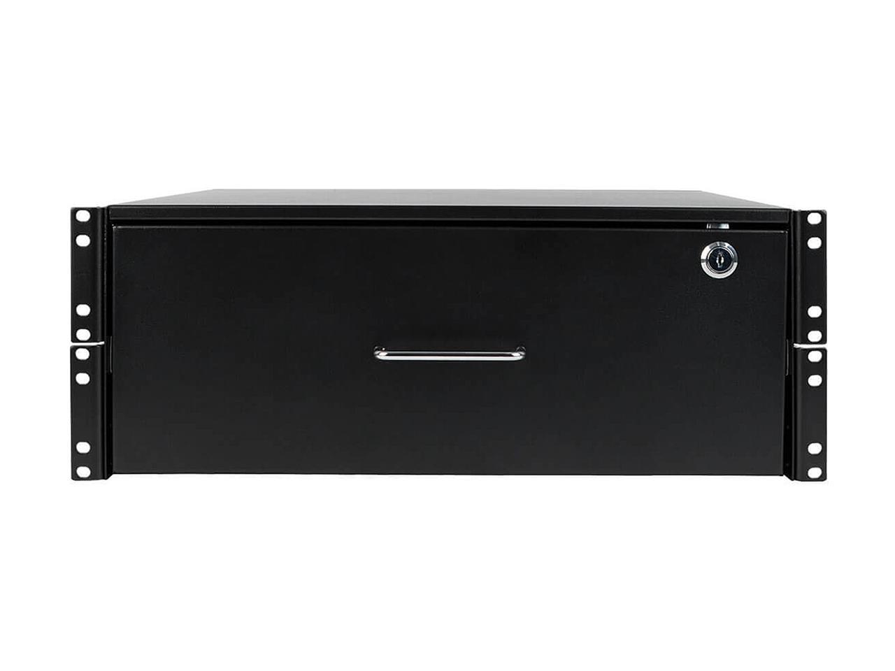 4U drawer mounts in EIA-standard 19 in. 2-post rack to store tools ...