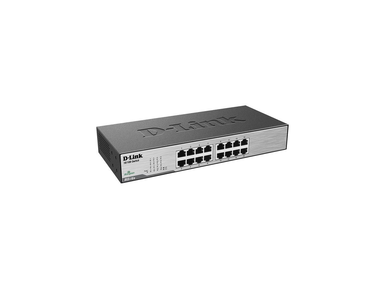 D-Link Ethernet Switch, 16 Port 10/100 Unmanaged Desktop, Fanless ...