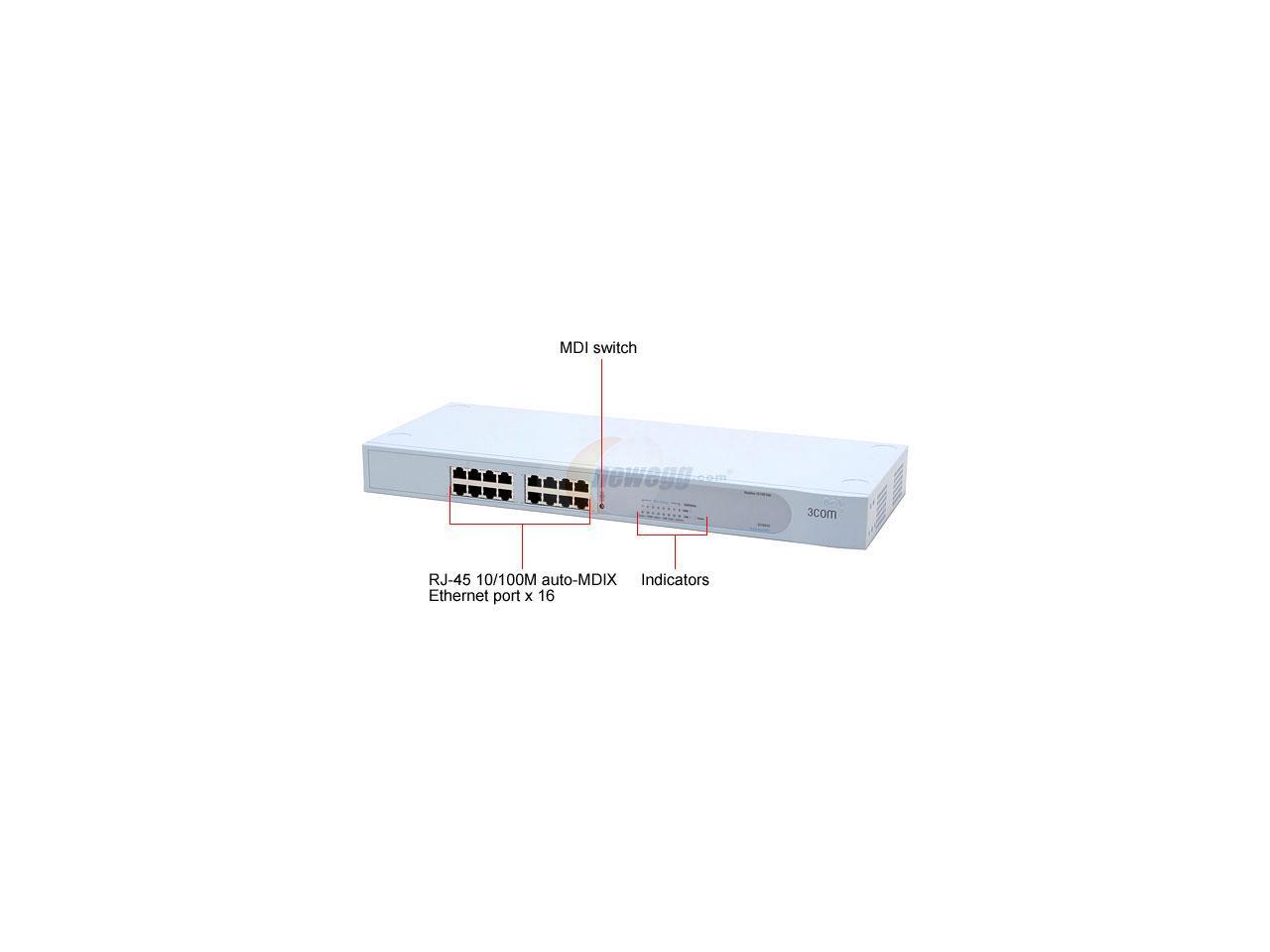 3com 3C16410-US Baseline Dual Speed 16-Port Hub - Newegg.com