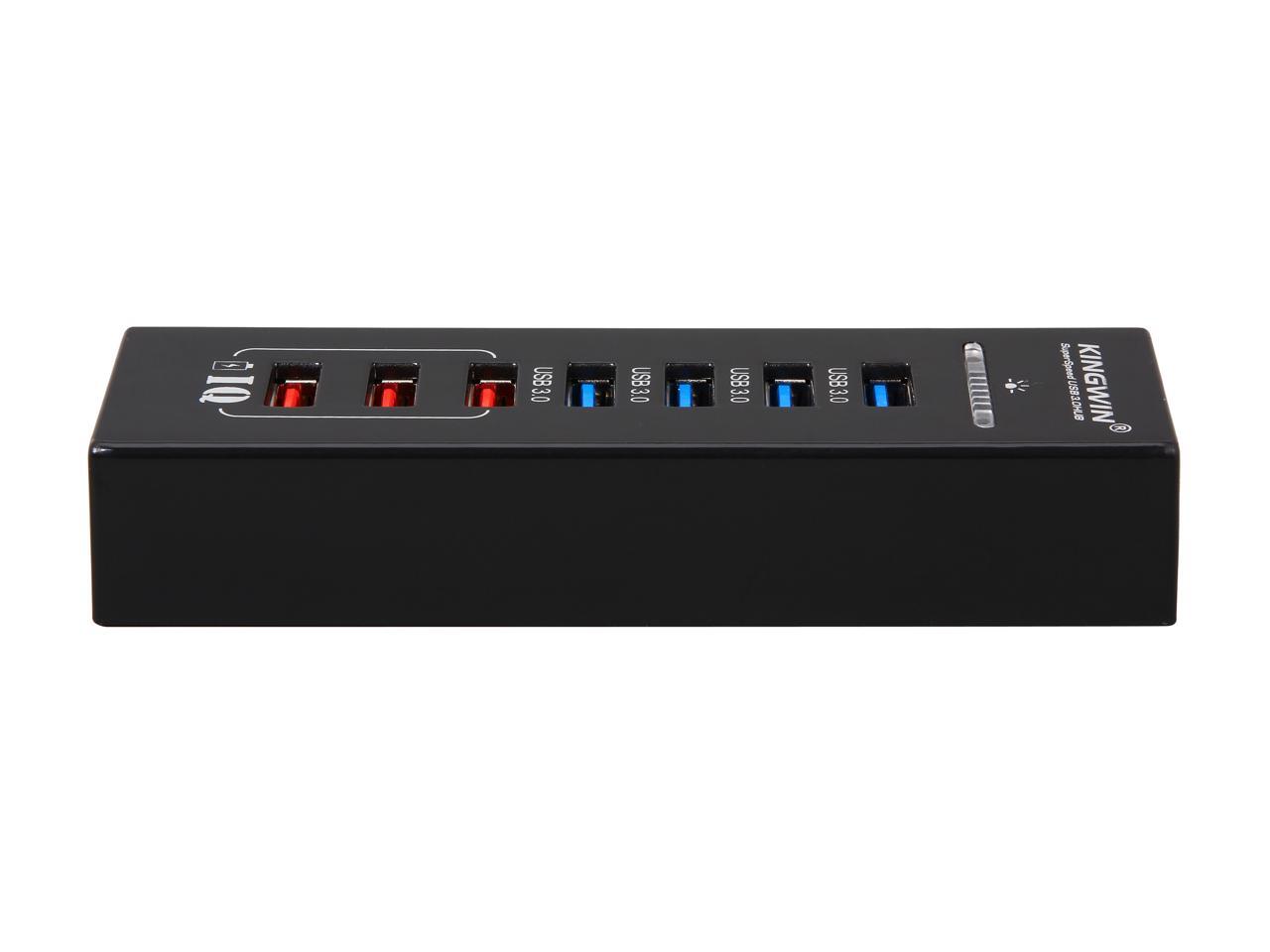 KINGWIN KW-HUB-7U3 7 Port SuperSpeed USB 3.0 Hub ( 4 x USB3.0 Port +3 ...