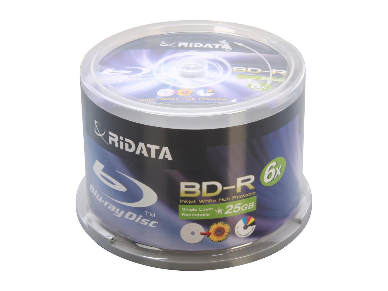 RiDATA 25GB 6X BD-R Inkjet Printable 50 Packs Cake Box Model BDR-256 ...