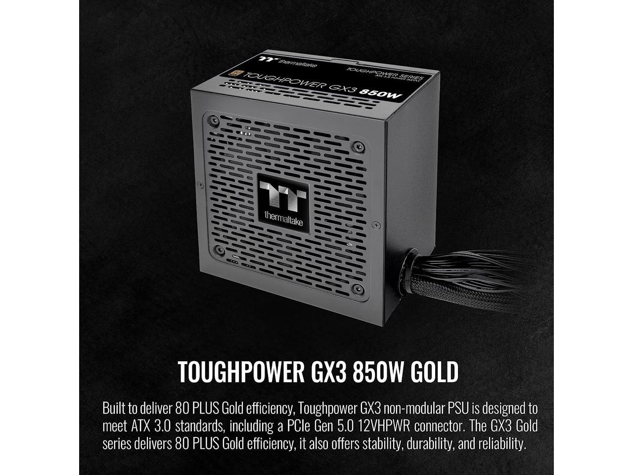 Thermaltake Toughpower GX3 850W 80Plus Gold SLI/Crossfire Ready ATX 3.0 Power Supply; PCIe5 ...