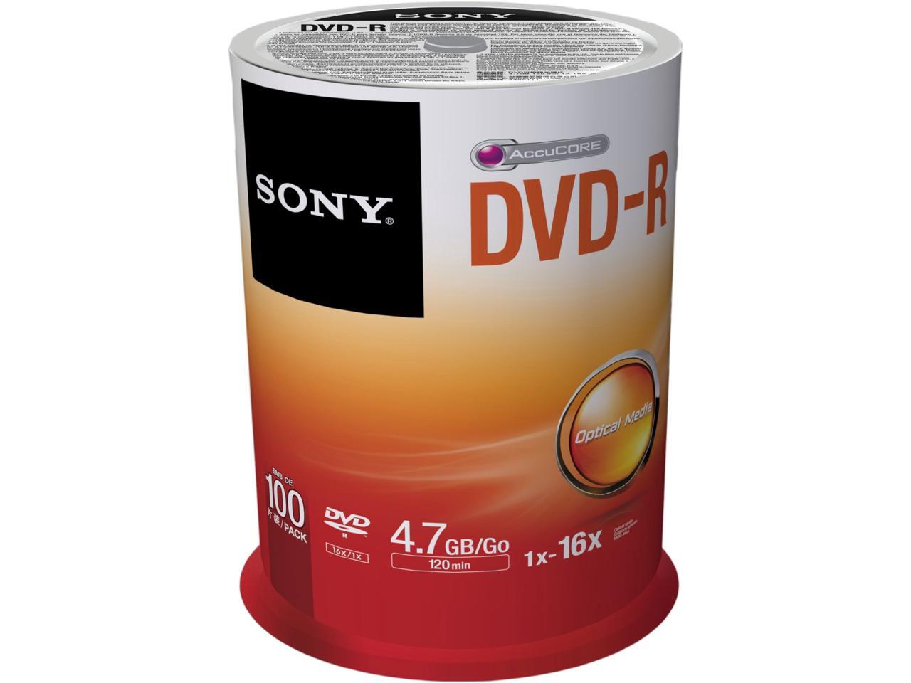 SONY 4.7GB 16X DVD-R 100 Packs Discs Model 100DMR47SP - Newegg.com