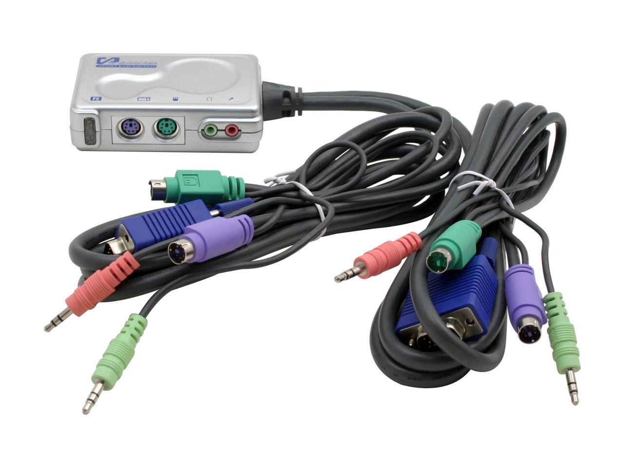 CP TECHNOLOGIES CP-UKV-A02 2-port "All-in-One" KVM Switch With Audio ...