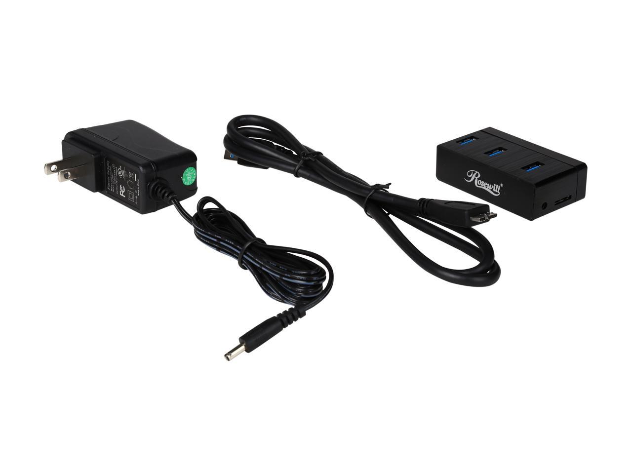 Rosewill RHB-420 Aluminum Mini USB 3.0 3-PORT Hub Plus 2.5" SATA I/II ...