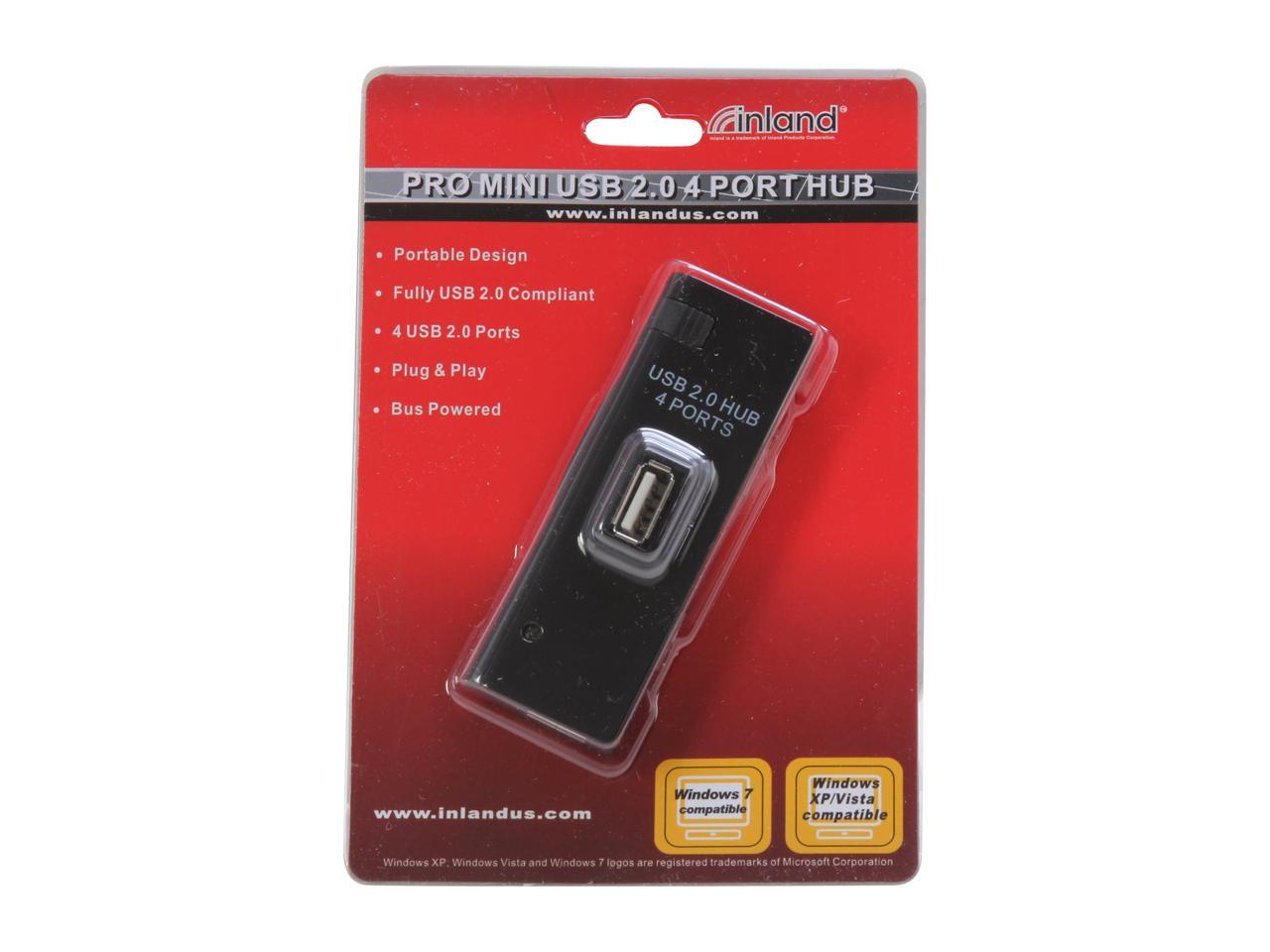 inland 08813 Pro USB 2.0 4 Port Hub (Black) - Newegg.com