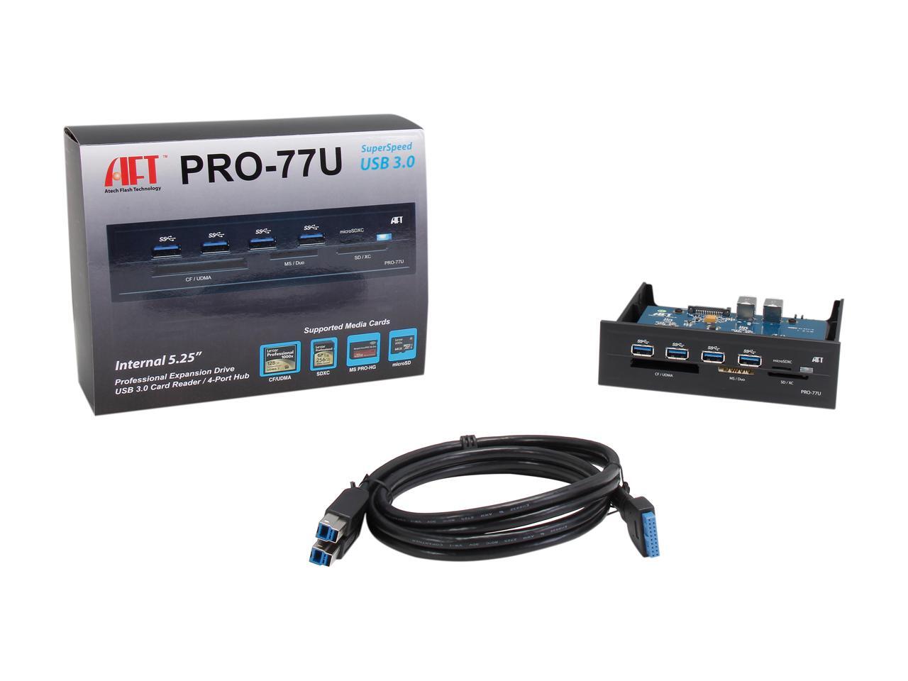 Atech Flash Technology PRO-77U Flash Reader USB 3.0 5.25" Hub & Card ...