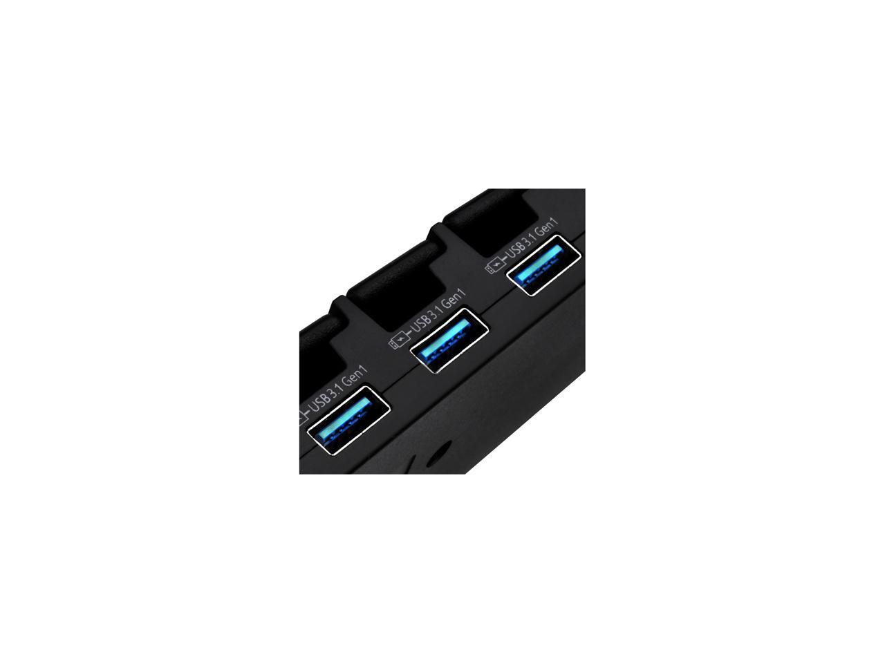SilverStone UC03-PRO SST-UC03B-PRO 36W 7 Port USB 3.1 Charging and Data Transfer Station ...