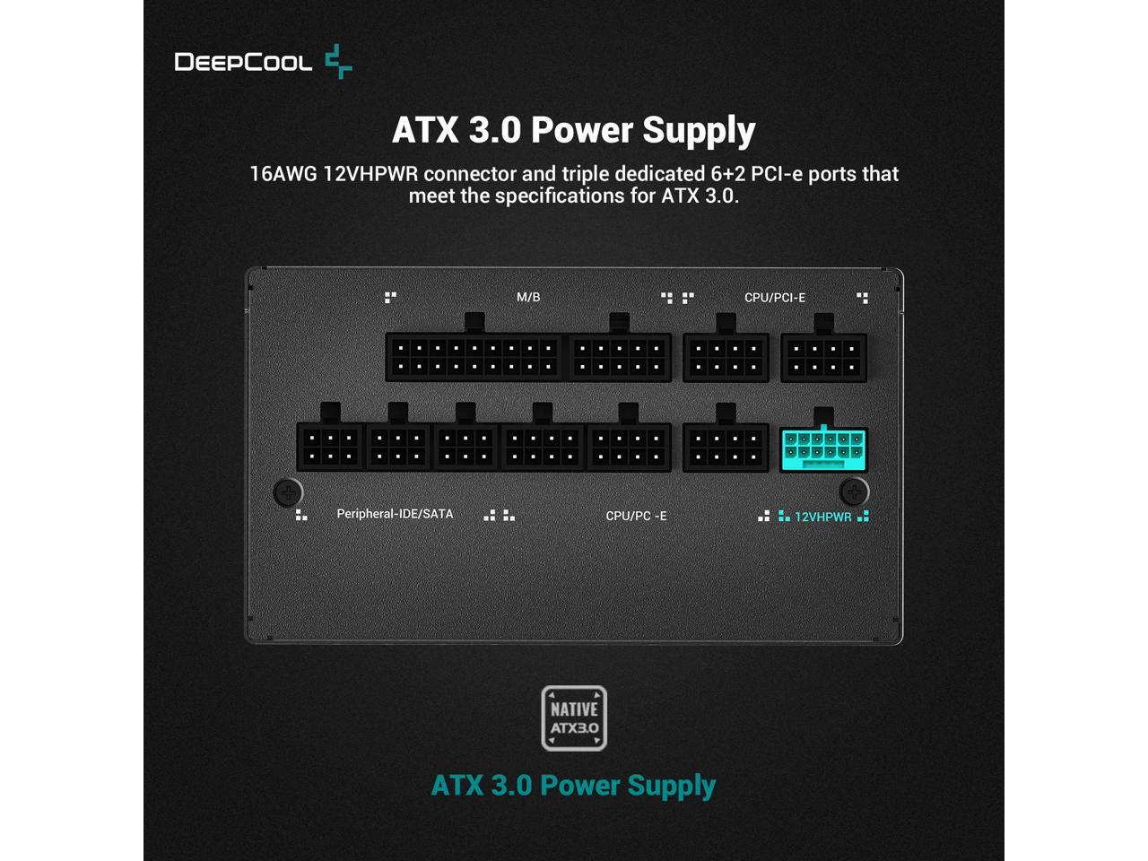 DeepCool PX1000G ATX3.0 80 PLUS Gold Fully Modular 1000W Power Supply ...