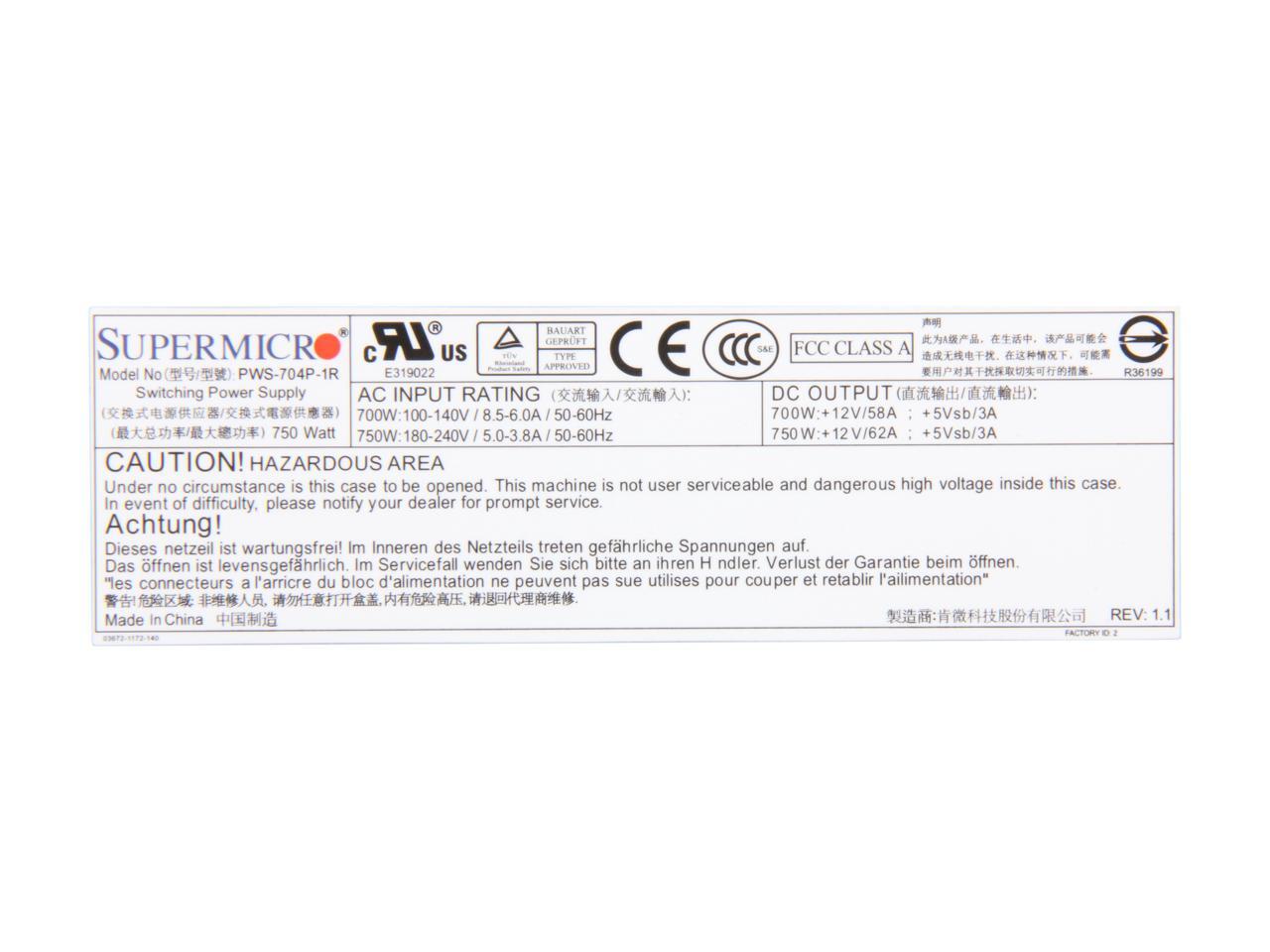 SuperMicro PWS-704P-1R Server Power Supply - Newegg.ca