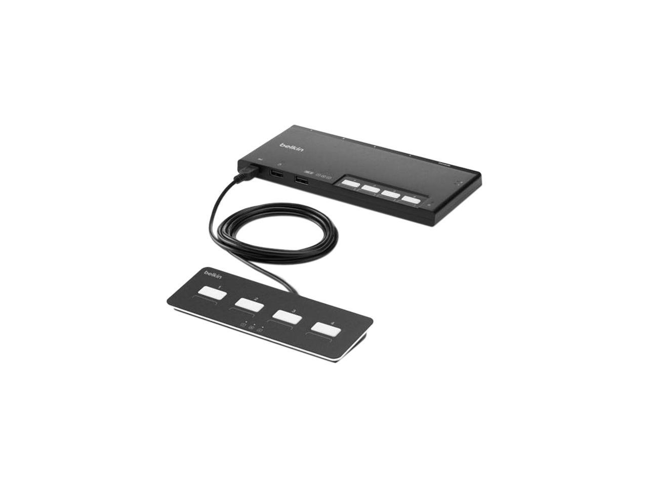 Belkin 4-Port Dual Head DP Modular Secure KVM Switch PP4.0 W/ Remote ...