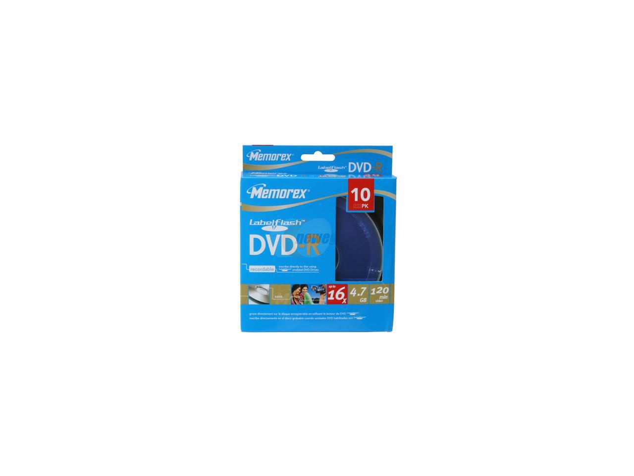 memorex 4.7GB 16X DVD-R LabelFlash 10 Packs Disc Model 03133 - Newegg.com