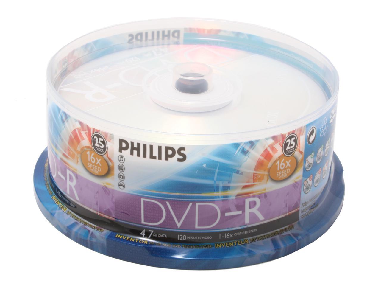 PHILIPS 4.7GB 16X DVD-R 25 Packs Disc Model DM4S6B25F/17 - Newegg.com