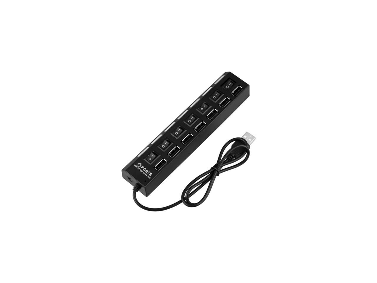 Insten 1042794 Black 7 Port USB 2.0 Hub with ON / OFF Switch - Newegg.com