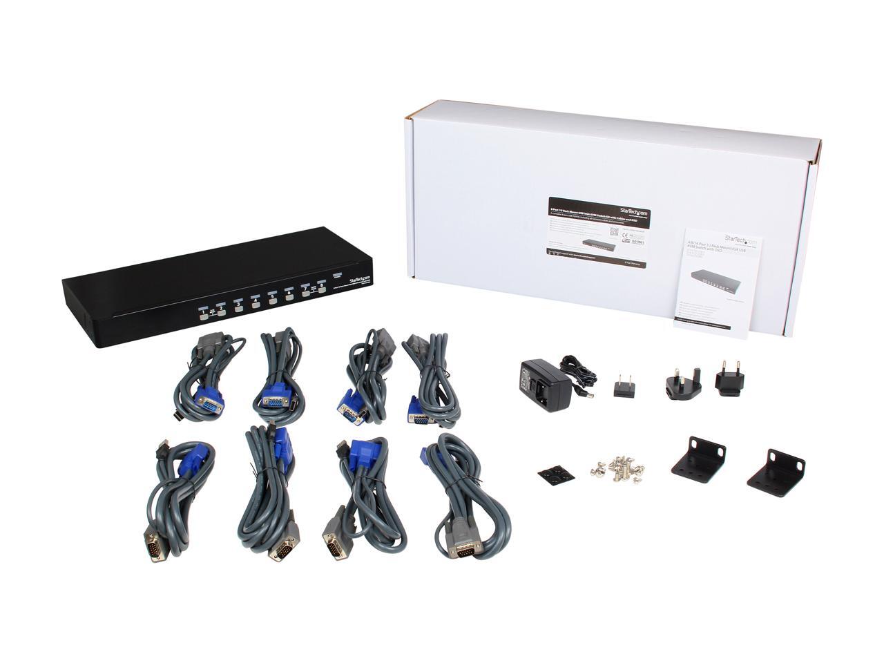 StarTech.com SV831DUSBUK 8 Port 1U Rackmount USB KVM Switch Kit with ...