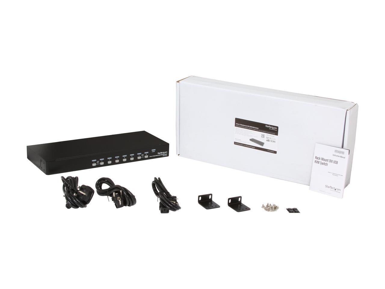 StarTech.com SV831DVIU 8 Port 1U Rackmount DVI USB KVM Switch - USB DVI ...