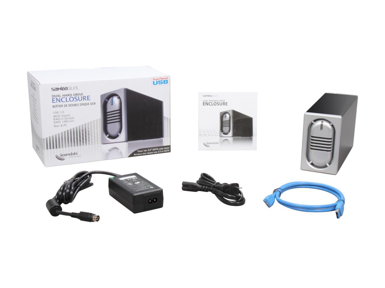 AcomData SambaDual 3.5" USB 3.0 Dual Drive Enclosure Kit with built-in ...