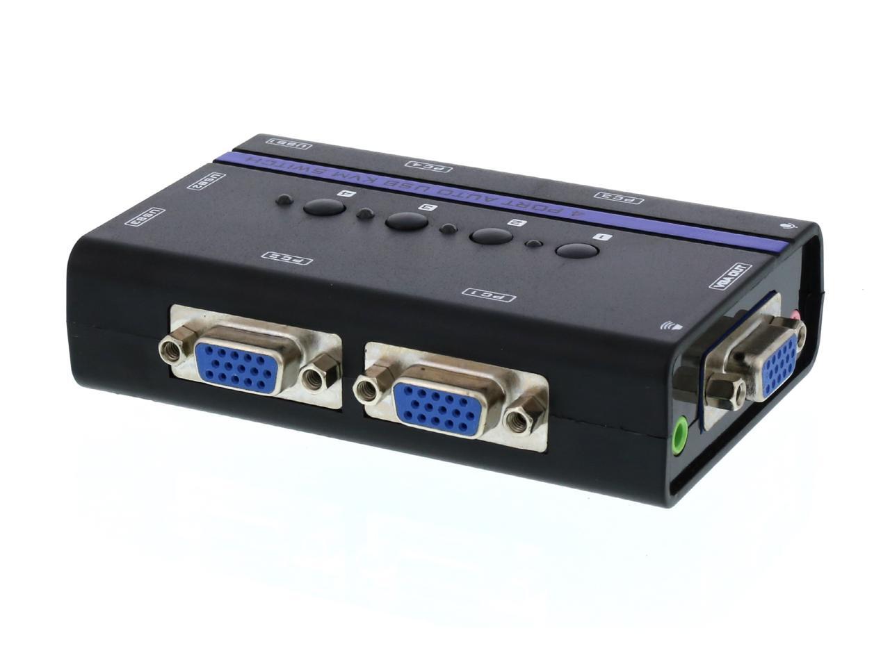 Nippon Labs KVM-4AM-4S KVM Switch Selector for 4 Computers with 3 Ports ...