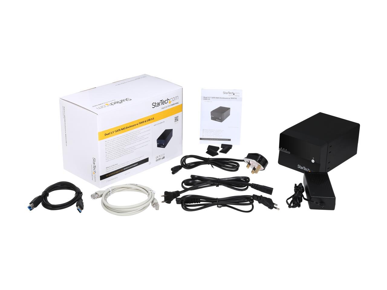 StarTech.com S352BMU3N Black Dual Bay Gigabit NAS RAID Enclosure for 3. ...