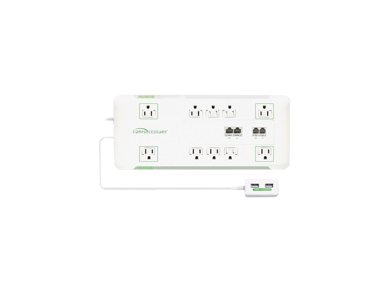 Slim Surge Protector,10-Outlet, 3420J, 6' Cord,1800W, WE CCS25134 ...