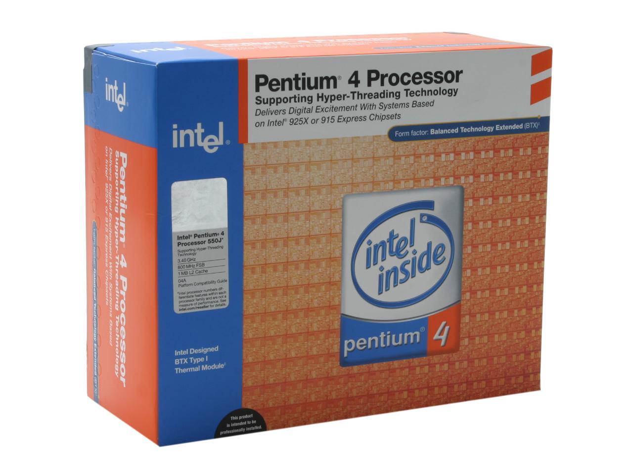 Intel Pentium 4 550J - Pentium 4 Prescott 3.4 GHz LGA 775 BTX version ...