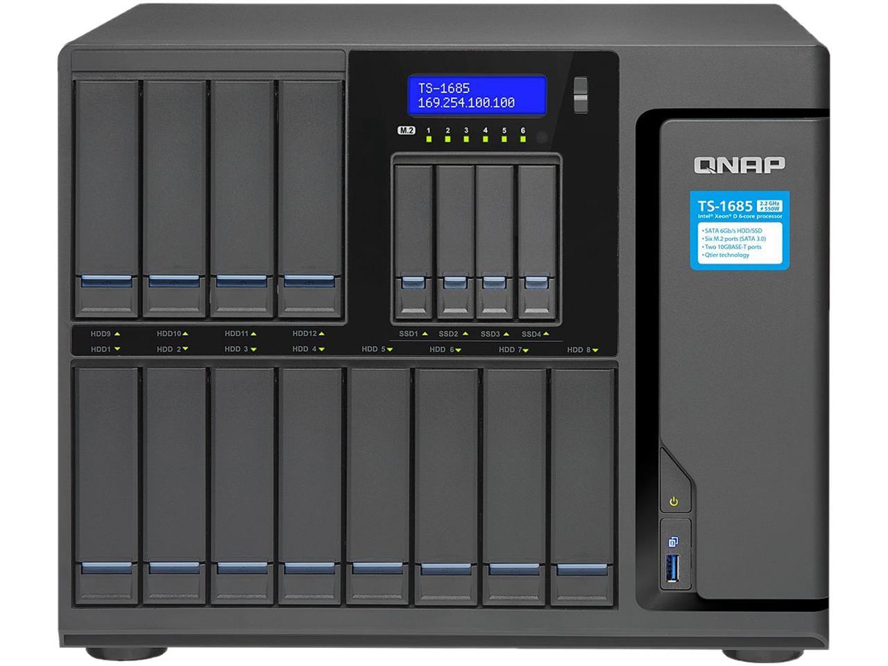QNAP NAS TS-1685-D1521-8G-US Xeon D1521 16B 8GB 12x3.5 2.5SATA HDD SSD ...