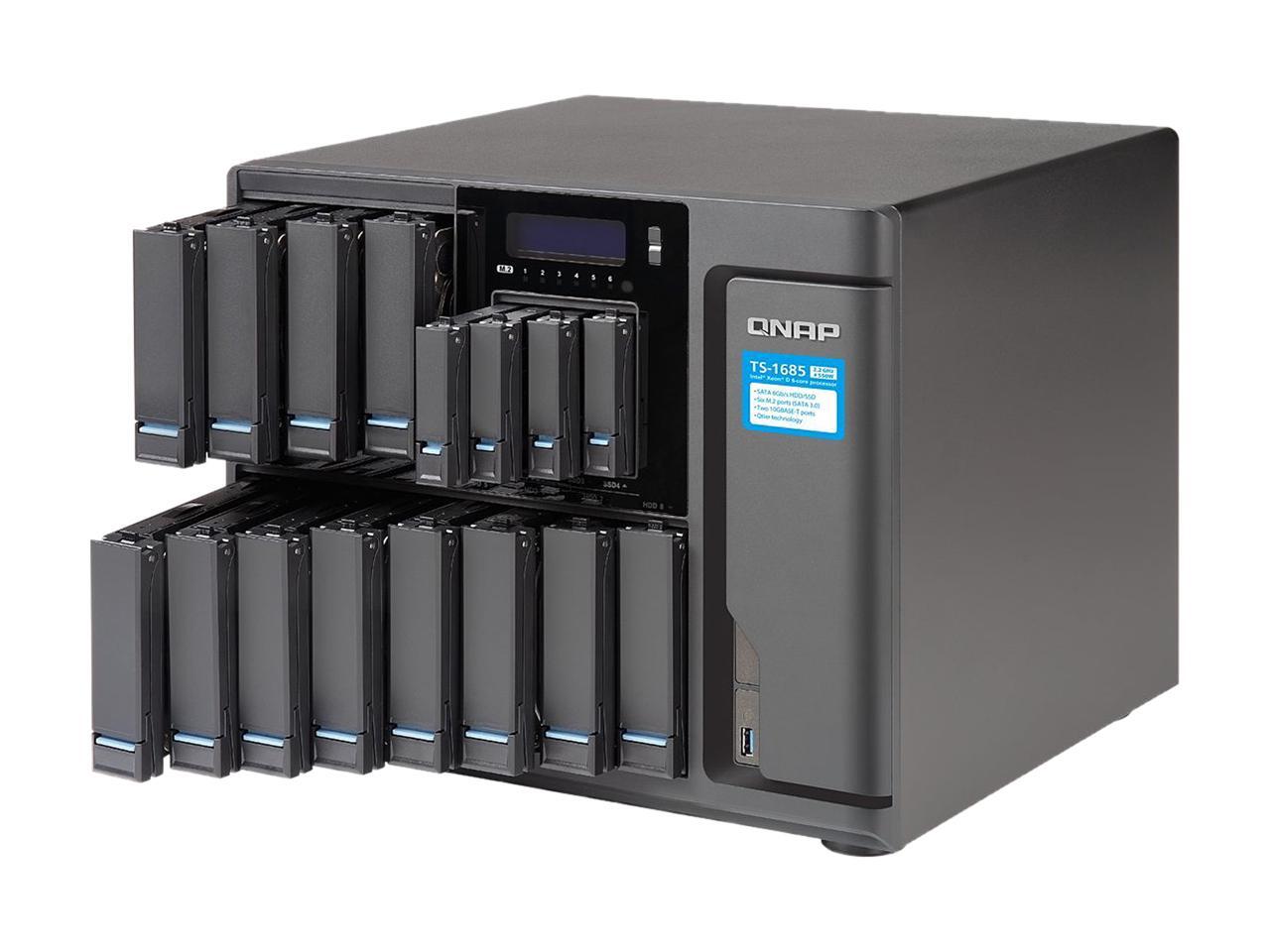 QNAP NAS TS-1685-D1521-8G-US Xeon D1521 16B 8GB 12x3.5 2.5SATA HDD SSD ...