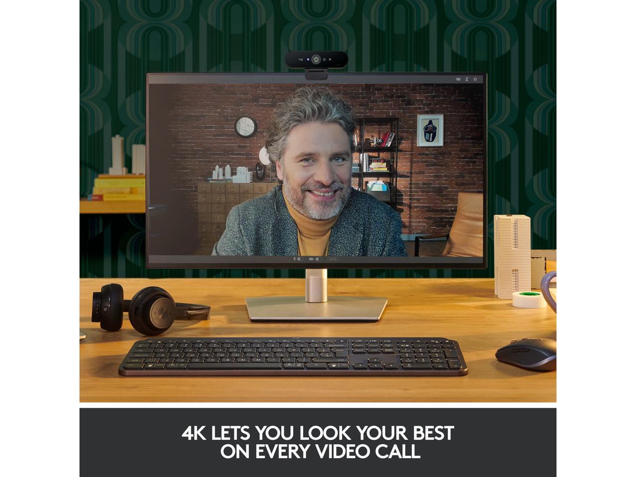 Logitech 4K Pro Webcam with HDR and Noise-canceling Mics 960-001390 ...