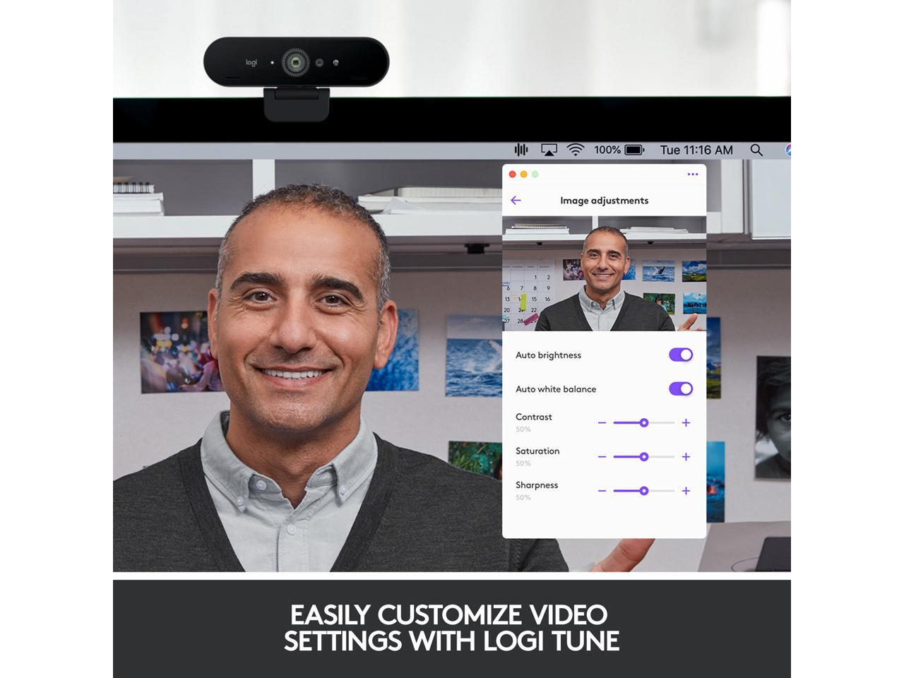 Logitech 4K Pro Webcam with HDR and Noise-canceling Mics 960-001390 ...