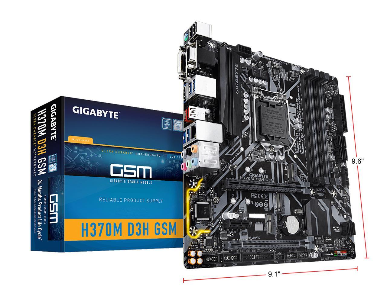Gigabyte H370M D3H GSM H370 LGA-1151 DDR4 mATX Desktop Motherboard ...