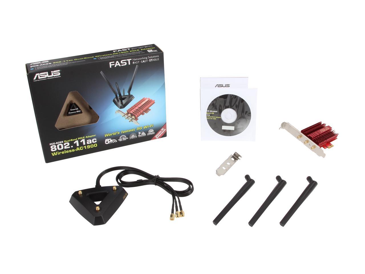 ASUS PCE-AC68/CA 3x3 802.11ac Wi-Fi AC1900 PCIe Adapter - Newegg.ca