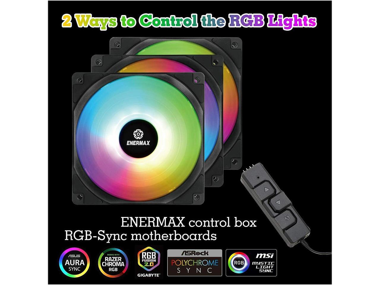 Enermax HF120 RGB PWM 120mm Case Fan, Addressable RGB Sync Via ...