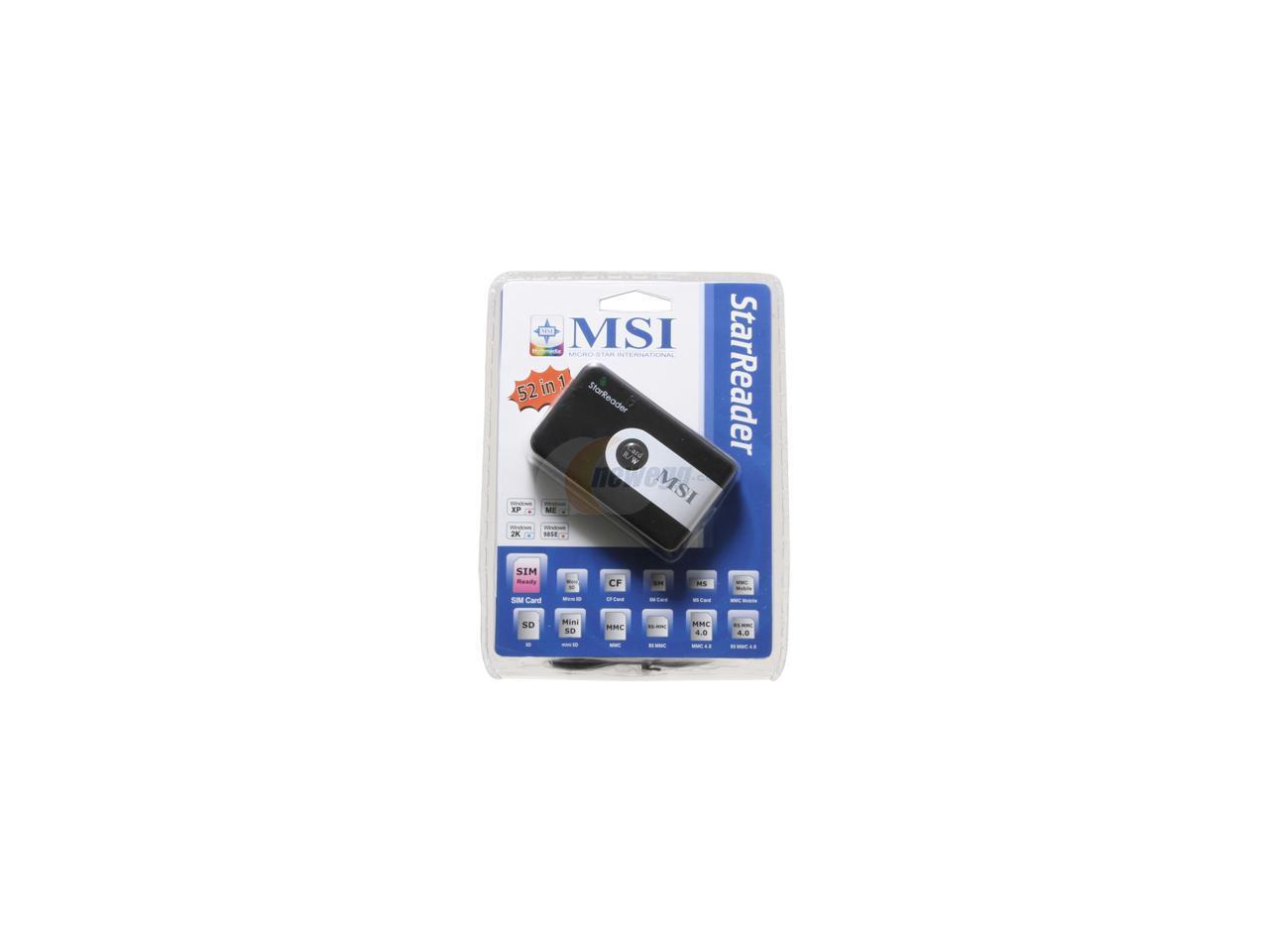 MSI StarReader 52-in-1 USB 2.0 Card Reader with SIM Card Support ...