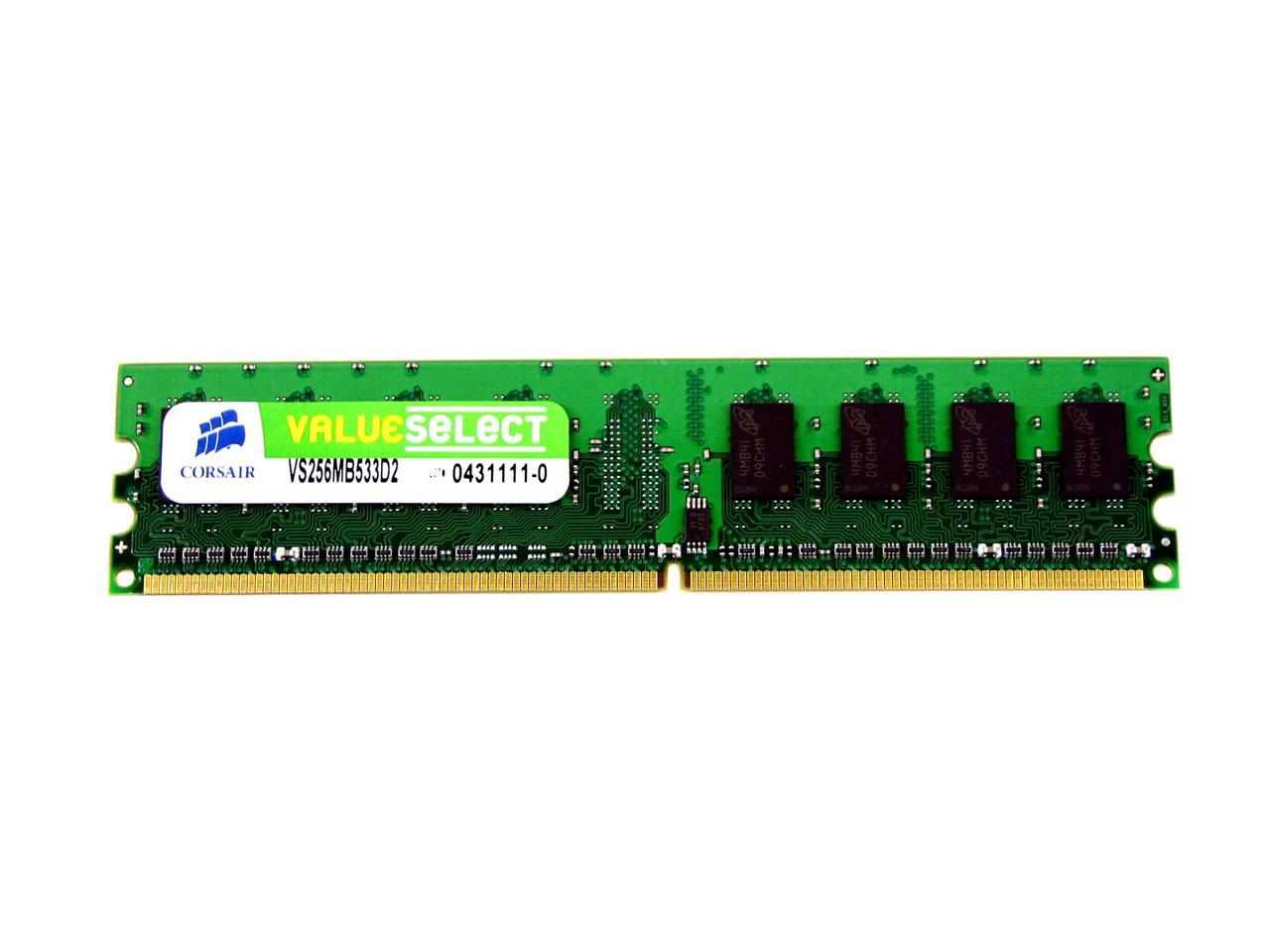 CORSAIR ValueSelect 256MB DDR2 533 (PC2 4200) Desktop Memory Model ...