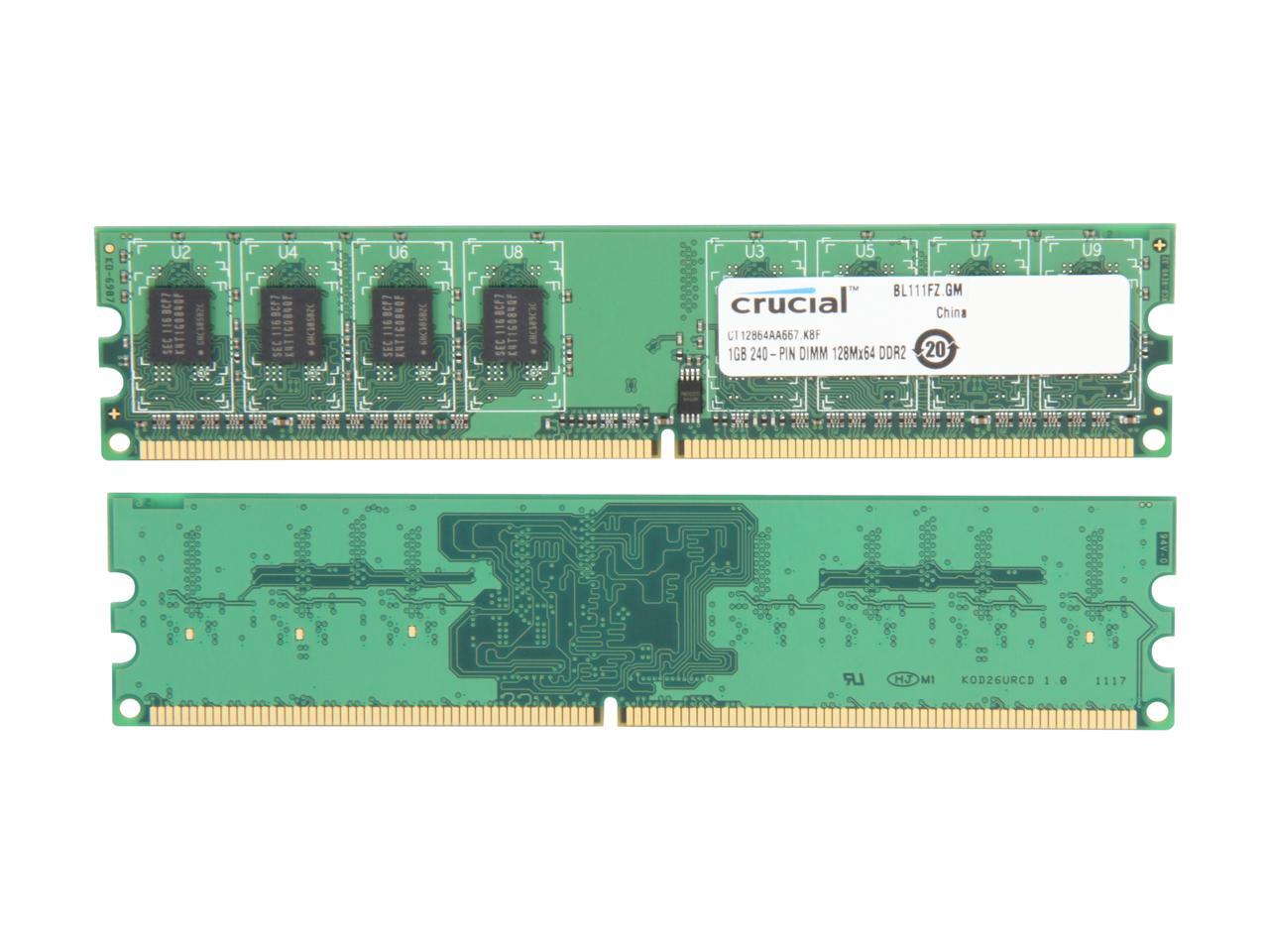 Crucial 2GB (2 x 1GB) DDR2 667 (PC2 5300) Dual Channel Kit Desktop ...